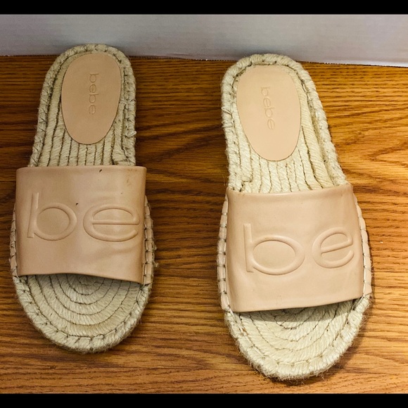 bebe | Shoes | Bebe Wineva Womens 7 Nude Tan Logo Espadrille Flats ...